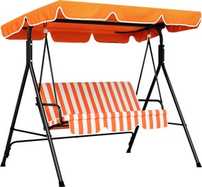 Outsunny zahradní houpačka pro venkovní použití, 3 osoby, s nastavitelnou střechou a ocelovým rámem, 172 x 110 x 153 cm, Oranžová
