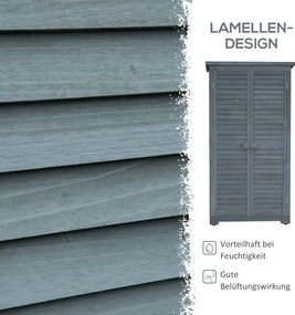 Dřevěná kůlna Outsunny 0,31 m² 87x46,5x160 cm - Dřevěný skříň pro venkovní použití s 2 dveřmi a 2 vnitřními policemi na terasu