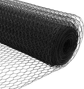 Hexagonální plot s podpěrou 50 x 0,8 m Ocel potažená PVC Šedá 3353267