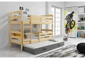 Dětská patrová postel ERYK s výsuvným lůžkem 80x160 cm- borovice Zelená
