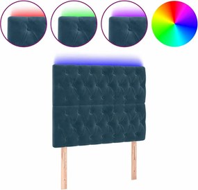 Čelo postele s LED tmavě modré 90x7x118/128 cm samet 3122800