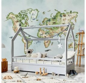 Tapeta do dětského pokoje Mapa světa se zvířátky Výška tapety: 270 cm