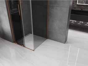 Mexen Velar L, sprchový kout s posuvnými dveřmi 110 x 110 cm, 8mm šedé sklo, růžové zlato, 871-110-110-43-60