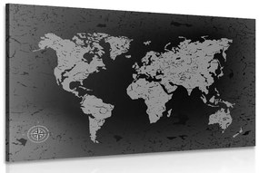 Obraz stará mapa světa na abstraktním pozadí v černobílém provedení - 120x80 cm