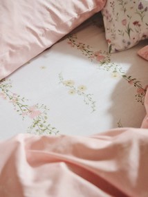 Sinsay - Bavlněný prostěradlo s gumou a květinovým motivem - krémová