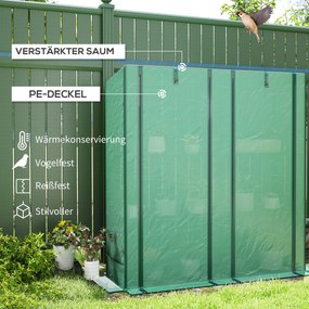 Outsunny Mini skleník s 3patrovou policí, plastové krytí, odolný proti UV, přenosný, rolovací dveře, 144 x 48 x 152 cm, zelená