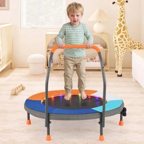 Costway Dětská trampolína Ø90 cm s LED osvětlením a madlem