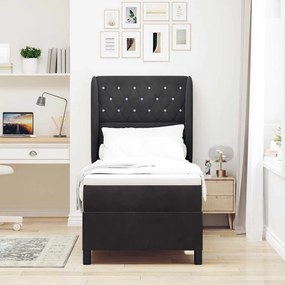 Postel s boxspringem s matrací s čelo Černý 200 x 80 cm samet 3340846