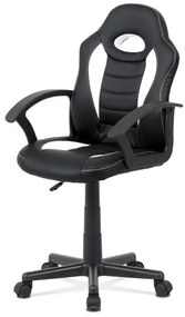 Kancelářská židle, bílá-černá ekokůže, výšk. nast., kříž plast černý