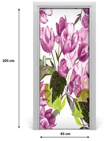 Samolepící fototapeta na dveře fialové květiny 85x205 cm
