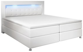 Juskys Pružinová postel Montana 120 x 200 cm - bílá s toperem