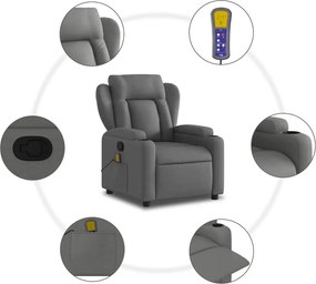 Masážní křeslo s polohovacím mechanismem, tmavě šedé, látkové 3205569