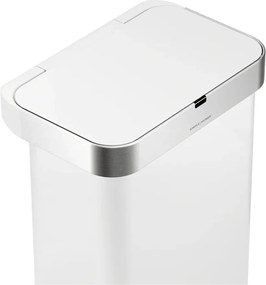 Matně bílý bezdotykový ocelový odpadkový koš 58 l Sensor – simplehuman