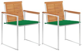 Zahradní židle s poduškami 2 ks masivní akáciové dřevo a ocel 3061493