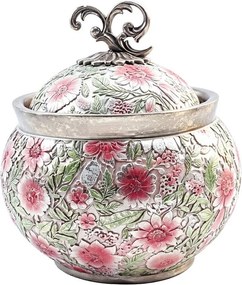 Elegantní dekorační dóza s květy a ptáčky Vintage - Ø 23*25 cm