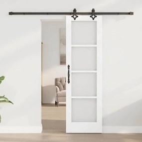 Posuvné dveře Bílá 61 x 198,5 cm Masivní borové dřevo a sklo 3332294