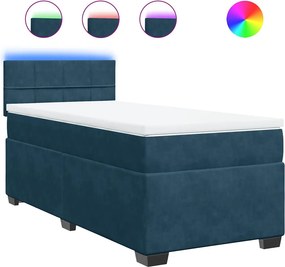 Box spring postel s matrací modrá 80 x 200 cm samet 3288466