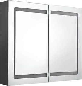 LED koupelnová skříňka se zrcadlem šedá 80 x 12 x 68 cm 326513