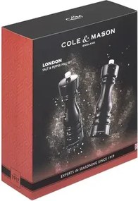 ColeMason London černá Gloss / Sada mlýnků na sůl a pepř / bukové dřev