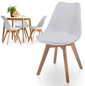 Miadomodo 74815 Sada jídelních židlí s plastovým sedákem, 4 ks, bílá