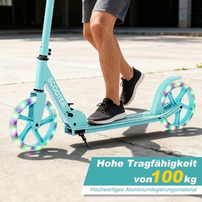 Costway Skládací koloběžka s nosností 100 kg a 2 LED koly, výškově nastavitelná