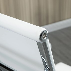 Kancelářská židle Vinsetto s houpací funkcí ergonomická kolečka otočná o 360° ocelové nohy imitace kůže nosnost 120 kg 54 x 62 x 104-114 cm Bílá | Ao…