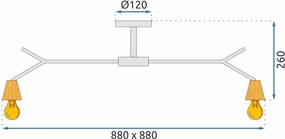 Toolight - Skandinávská kovová stropní lampa 5xE27 60W APP694-5C, černá-hnědá, OSW-05465