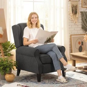 HOMCOM nastavitelná relaxační křeslo z teddym fleece, relaxační křeslo s vysouvací podnožkou, polstrované sedadlo, šedá 83B-604V00CG