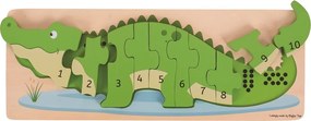Vkládací puzzle krokodýl s čísly CROCODILE zelený