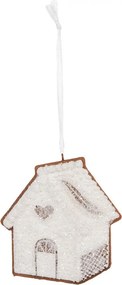 Závěsná dekorace zasněžená perníková chaloupka Frosted Ginger - 9*1*10 cm