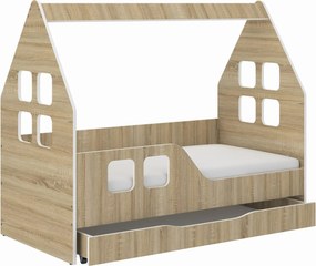 Wooden Toys Dětská postel DOMEK SONOMA se zásuvkou 140x70 (vlevo)