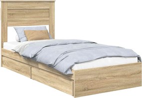 Postel s úložným prostorem se zásuvkou Sonoma dub 100 x 200 cm 3409934