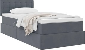 Postel s úložným prostorem s čelo Tmavě šedá 90 x 200 cm samet 3370852
