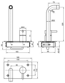 Sapho MINIMAL podomítková umyvadlová baterie, nerez mat MI004