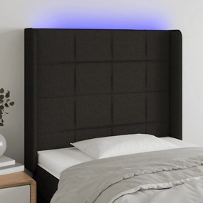 Čelo postele s LED černé 93 x 16 x 118/128 cm textil