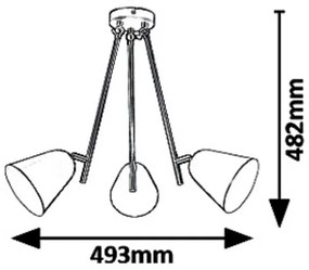 Rabalux 5376 - Lustr na tyči ALDER 3xE14/40W/230V
