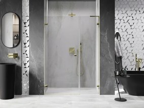 Mexen Lunar-B, L Otočné levé sprchové dveře 135 cm, čiré sklo, zlatý profil, 832SL-135-050-50-00-L