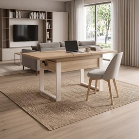 Rozkládací polohovací konferenční stolek HOGO 3v1 | 120-157x62,5-74,5x67 cm | síla horní desky 32 mm | dub sonoma/nohy kašmír