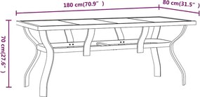 Zahradní stůl černý 180 x 80 x 70 cm ocel a sklo 318769