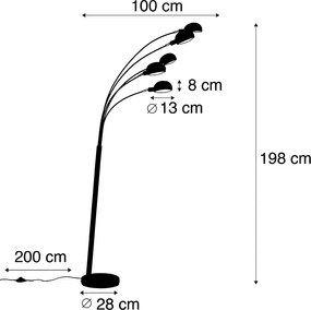 Chytrá stojací lampa černá 5-světlo vč. Wifi B35 - Sixties