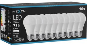 Mexen Nova 10x LED žárovka E27, A60, 7W, Neutrální - 4000K, 735 lm - L100-E27-0740-01x10