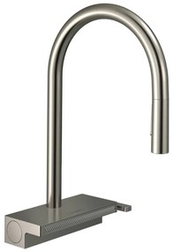 Hansgrohe M81, dřezová baterie Aquno Select s výsuvnou sprškou a plochým sprchovým proudem, sBox, vzhled nerezavějící oceli 73831800