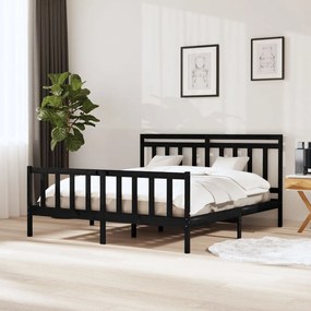 Rám postele černý masivní dřevo 160 x 200 cm,  3100972