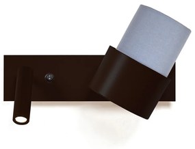 Moderní nástěnná lampička ke čtení Kan Wall Reader Horizontal Barva svítidla: Černá, Dekor: Cotonet šedý