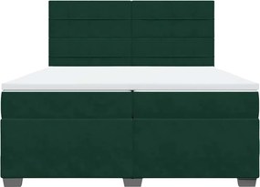 Box spring postel s matrací tmavě zelená 200x200 cm samet 3293305