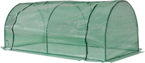 Outsunny Zahradní Skleník 200x100x80 cm Zelený Tunelový Typ Skleníku se Steel Rámem a PE Krytem Malý Skleník pro Pěstování Rostlin Rajčat | Aosom