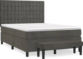 Box spring postel s matrací tmavě šedá 140x200 cm samet 3138086