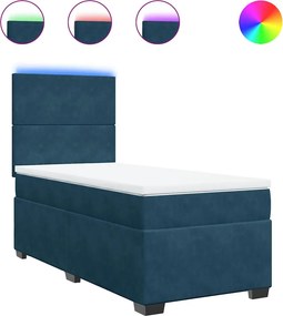 Box spring postel s matrací modrá 90 x 190 cm samet 3293084