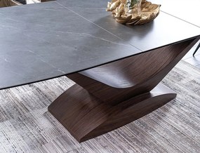 Jídelní rozkládací stůl Dolce 180/240 cm keramika šedý mramor/ořech