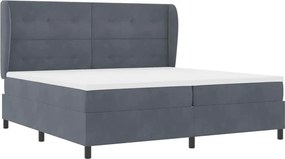 Postel s boxspringem s čelo Tmavě šedá 200 x 200 cm samet 3340947